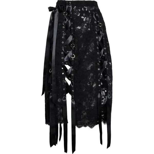 Simone Rocha Unraveling Ribbon & Ring Lace Skirt