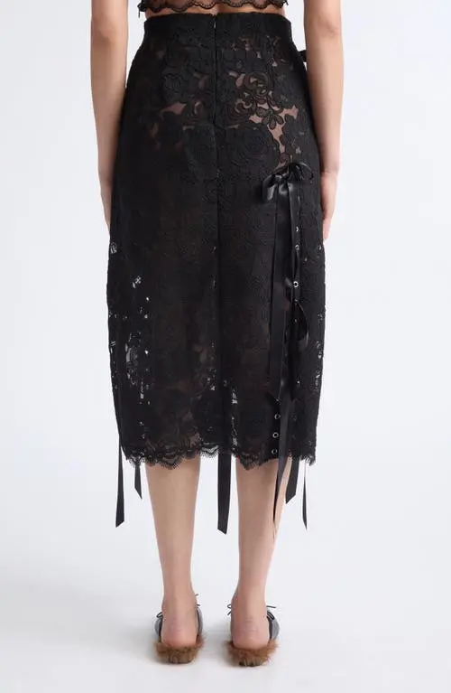 Simone Rocha Lace Ribbon & Ring Embellished Skirt - Black