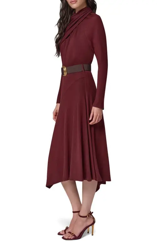 Donna Karan New York Mock Neck Long Sleeve Asymmetrical Hem Dress