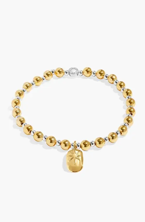 A LITTLES & CO Be Happy' Beaded Bracelet With Charm And Embroidered Pouch