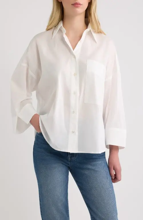 CISSA Brentwood Cotton Shirt With Dropped Shoulders - White