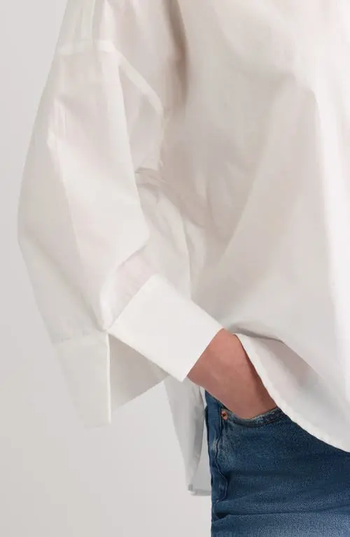 CISSA Brentwood Cotton Shirt With Dropped Shoulders - White