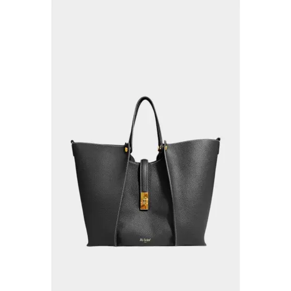 MI BOLSA LONDON Wharf Genuine Pebble Leather Tote - Black