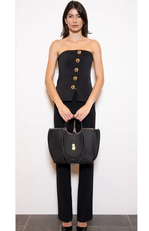 MI BOLSA LONDON Wharf Genuine Pebble Leather Tote - Black