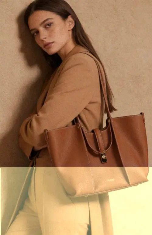 MI BOLSA LONDON Wharf Genuine Pebble Leather Tote Bag