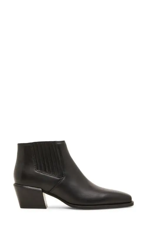Blondo Dessie Waterproof Leather Bootie With Stacked Heel - Black Leather