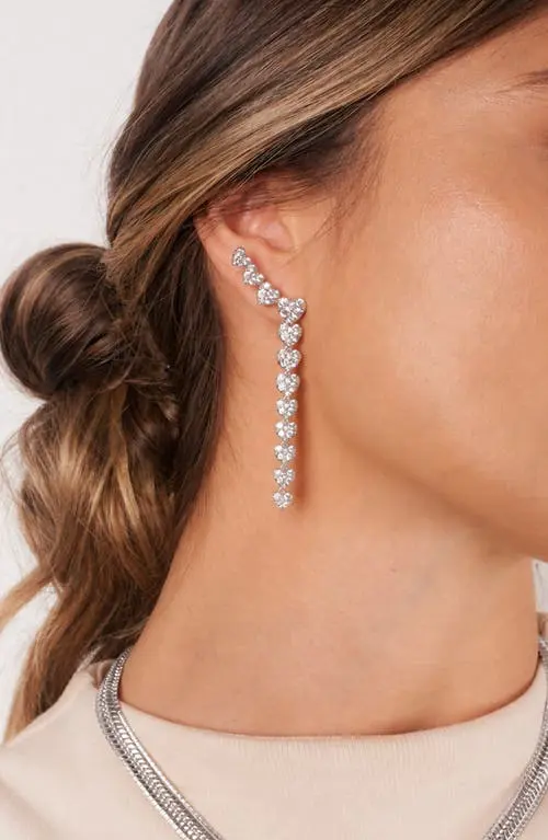 MELANIA CLARA Rhodium-plated Cubic Zirconia Heart Climber Earrings