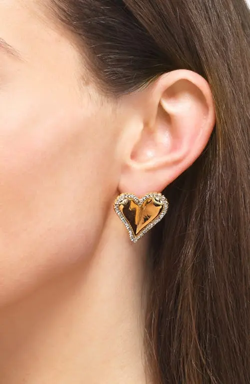 MELANIA CLARA Rhodium-plated Cubic Zirconia Heart Climber Earrings