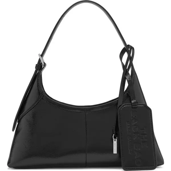 Marc Jacobs Small Crinkle Leather Belted Sack Bag - Black