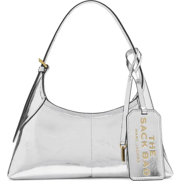 Marc Jacobs The Small Crinkle Leather Belted Sack Bag - Silver