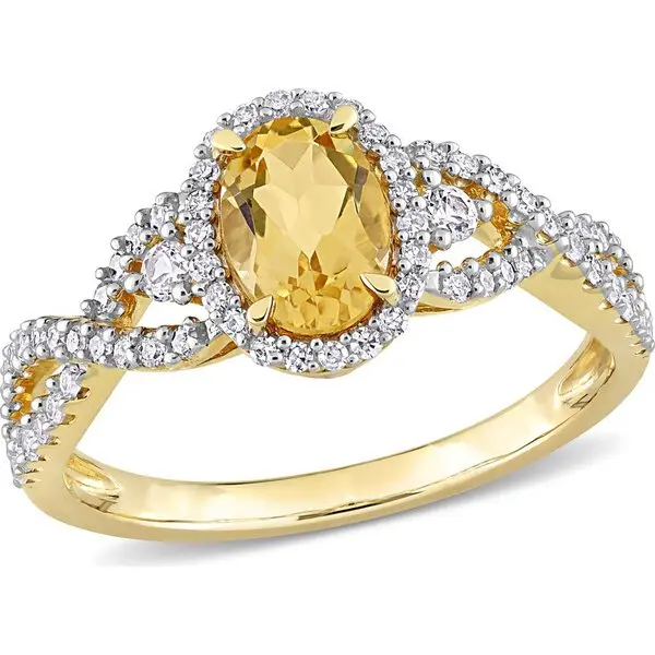 JULIANNA B. White Sapphire & Diamond Halo Ring 10k