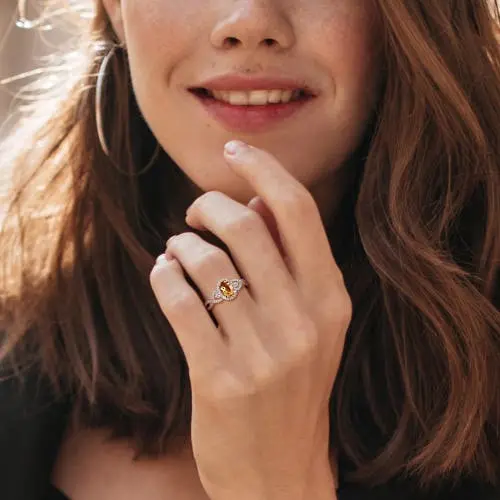 JULIANNA B. White Sapphire & Diamond Halo Ring 10k