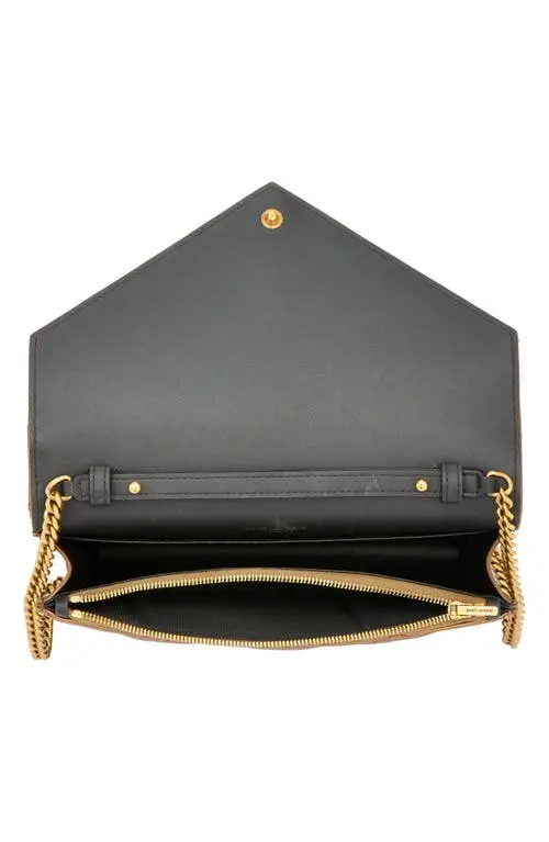 Saint Laurent Paris Metallic Leather Chain Wallet