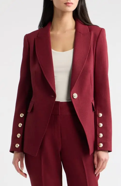 TAHARI ASL Single-button Structured Blazer With Notched Lapels