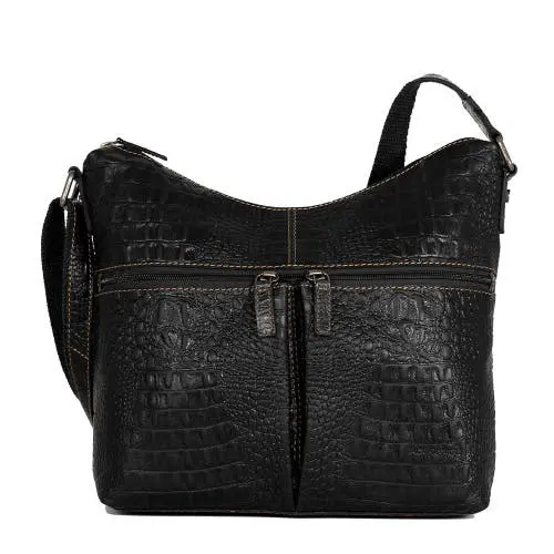 JACK GEORGES Hornback Croco Hobo Bag - Black