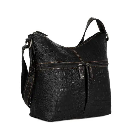 JACK GEORGES Hornback Croco Hobo Bag - Black