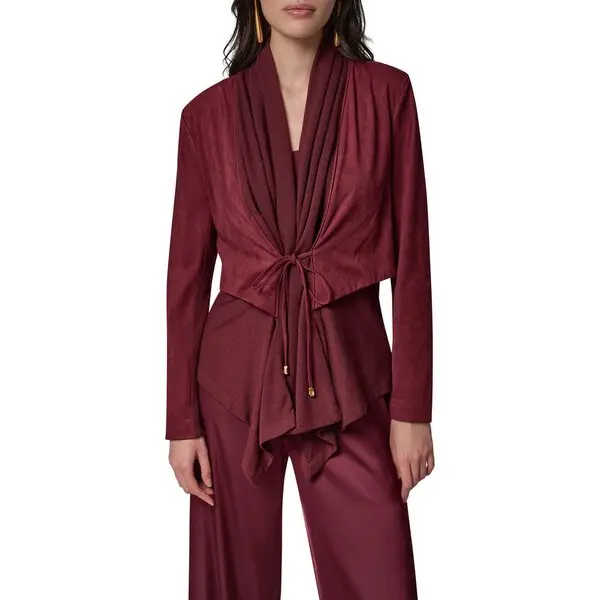 Donna Karan New York Mixed Media Faux Suede Jacket - Blk Cherry