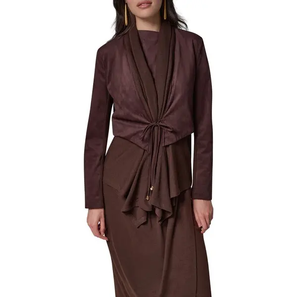 Donna Karan New York Mixed Media Faux Suede Jacket - Espresso