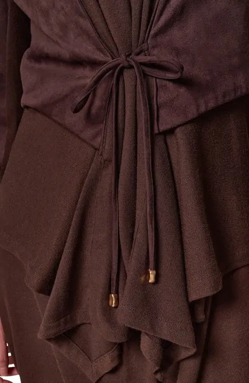 Donna Karan New York Mixed Media Faux Suede Jacket - Espresso