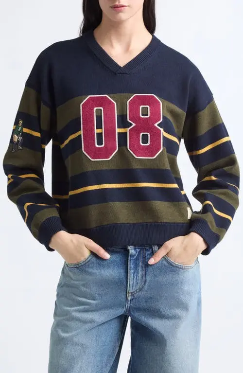 Sea Mina Stripe Novelty Cotton & Cashmere Sweater - Green