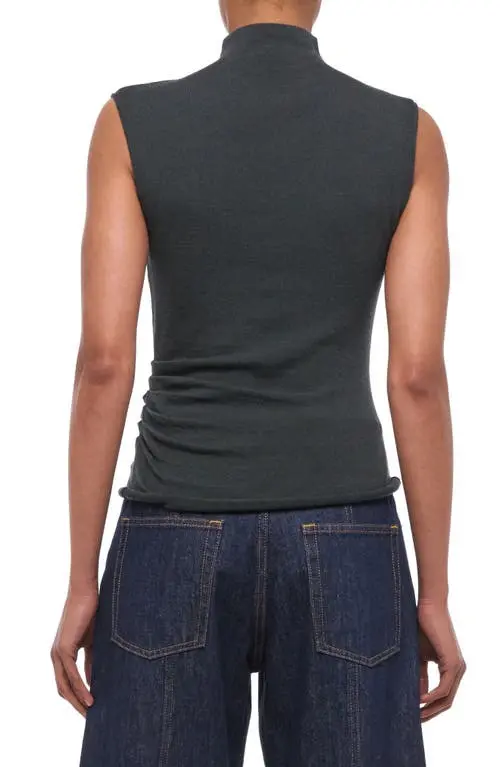 Helmut Lang Asymmetric Button Mock Neck Sleeveless Top - Forest Night