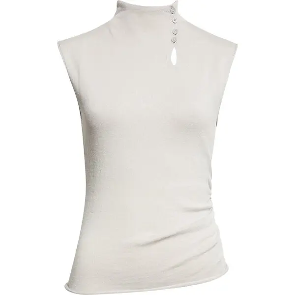 Helmut Lang Asymmetric Button Mock Neck Sleeveless Top