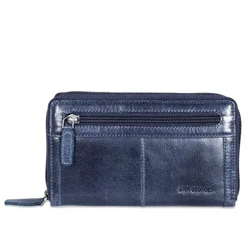 JACK GEORGES Voyager Large Zip-around Travel Wallet - Navy