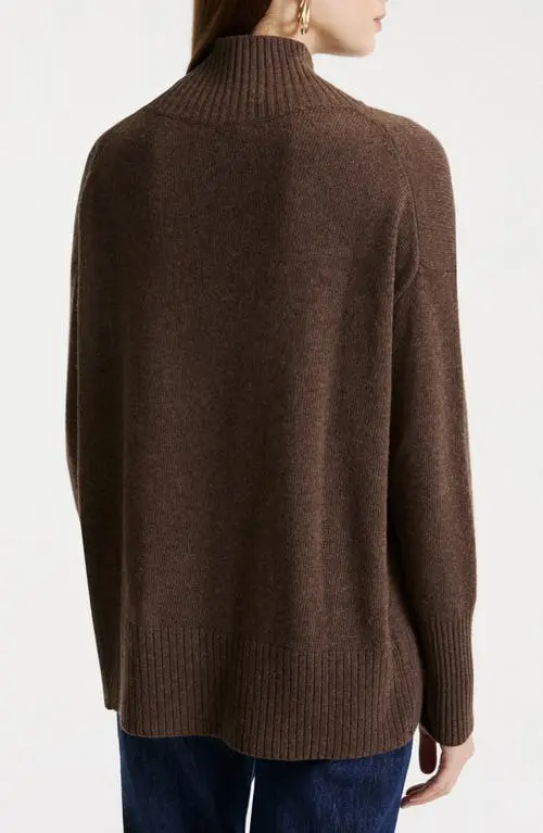 Marella Silk Detail Mock Neck Sweater - Dark Brown