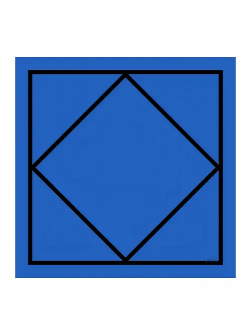 SILKSILKY Printed Square Silk Scarf - Blue Square