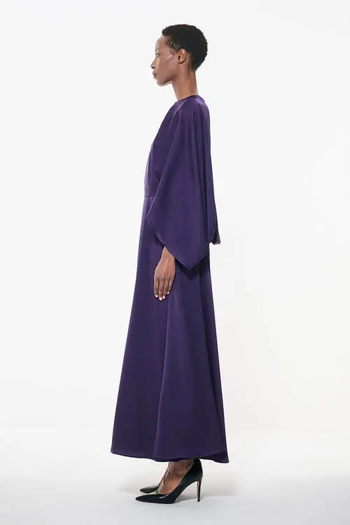 LEEM Cape Sleeve Belted Maxi Dress