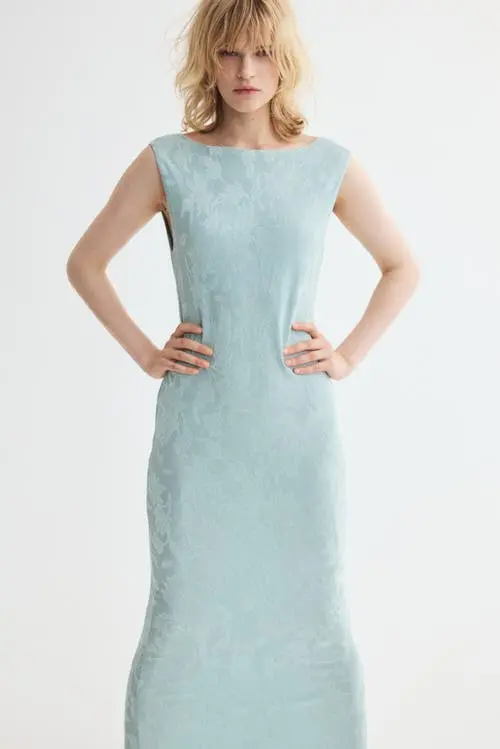 H&M Cowl-back Jacquard-jersey Dress