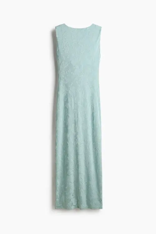 H&M Cowl-back Jacquard-jersey Maxi Dress - Light Turquoise