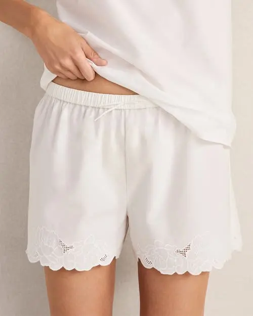 HAVEN WELL WITHIN Cotton Poplin Embroidered Shorts