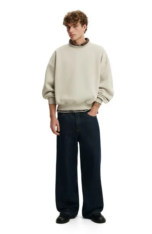 COTTON ON Relaxed Crew Sweater - Stone
