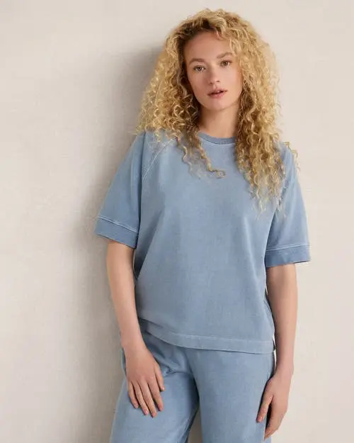 HAVEN WELL WITHIN Organic Cotton Terry Raglan Tee - River Hthr