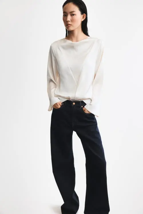 H&M Cowl-neck Satin Blouse
