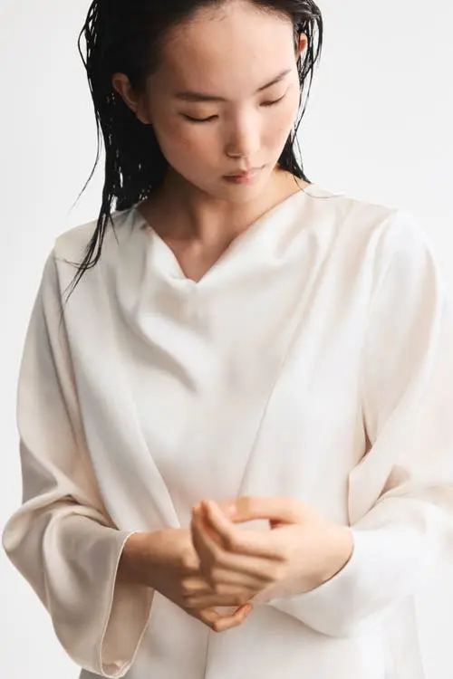 H&M Cowl-neck Satin Blouse