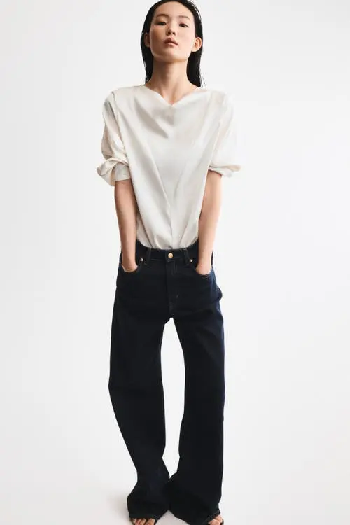 H&M Cowl-neck Satin Blouse