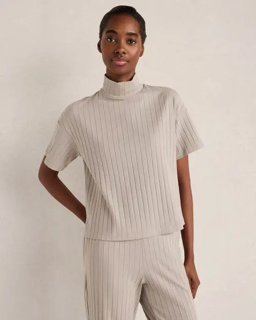 HAVEN WELL WITHIN Ribbed Mock Neck Top