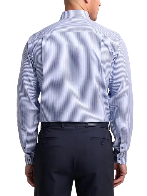 PAUL FREDRICK Cotton Spread Collar Twill Slim Contrast Trim Button Cuff Long Sleeve
