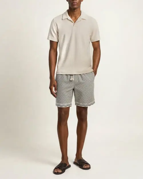 Orlebar Brown Setter Seersucker Shorter Length Swim Shorts - White Sand/night Iris