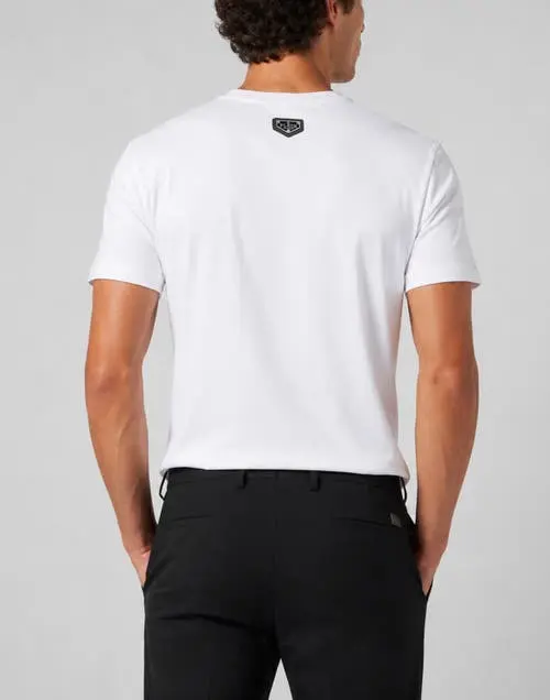 Philipp Plein Jersey Round Neck T-shirt Ss Skull Dollar Stones - White
