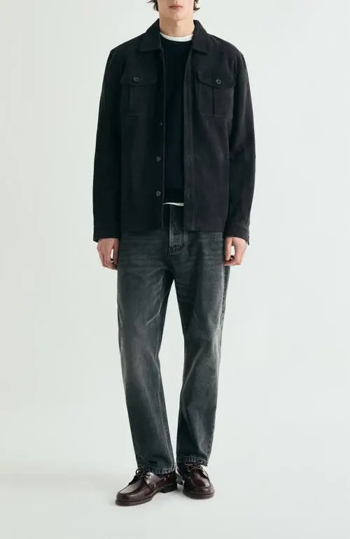 SCALPERS Raglan Leather Polo Button Sweater