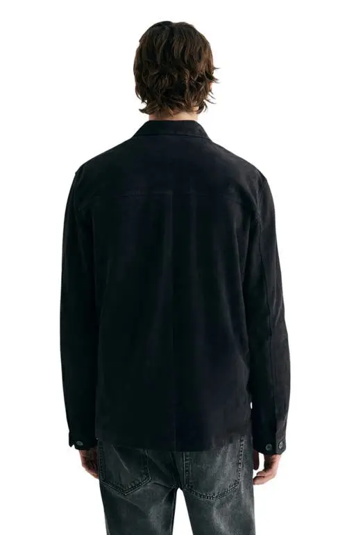 SCALPERS Raglan Leather Polo Button Sweater