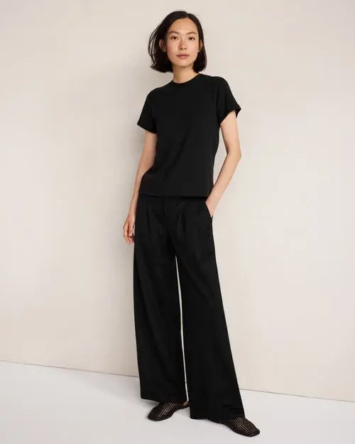 HAVEN WELL WITHIN Double Knit Pleated Wide Leg Trousers - Black