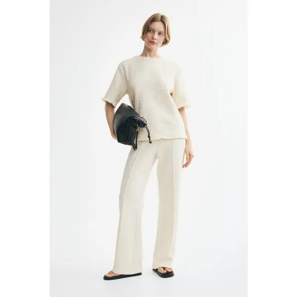 H&M Bouclé-knit Top With Fringe