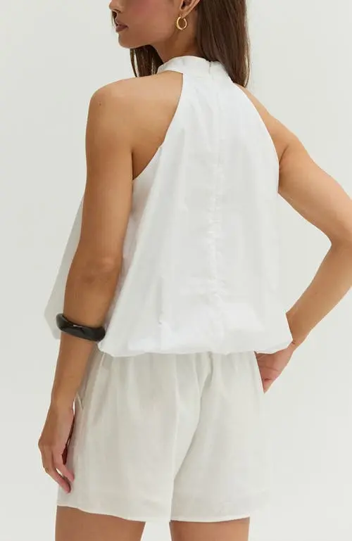 CRESCENT Bubble Hem Poplin Halter Top - White