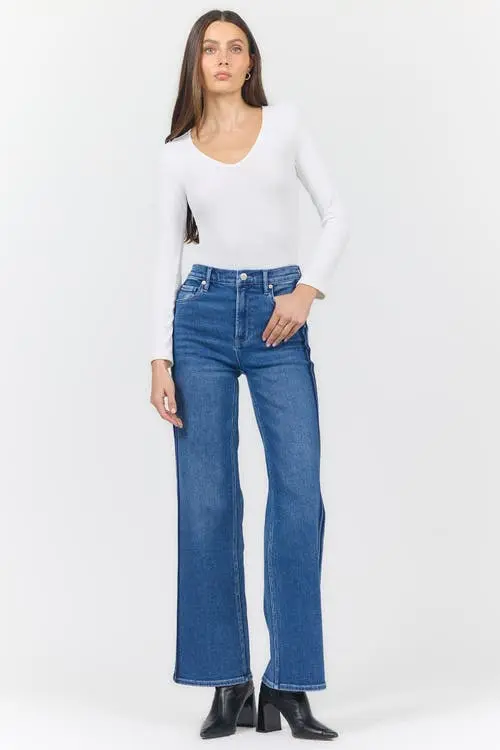 DEAR JOHN Margot Mid Rise Straight Leg Jeans
