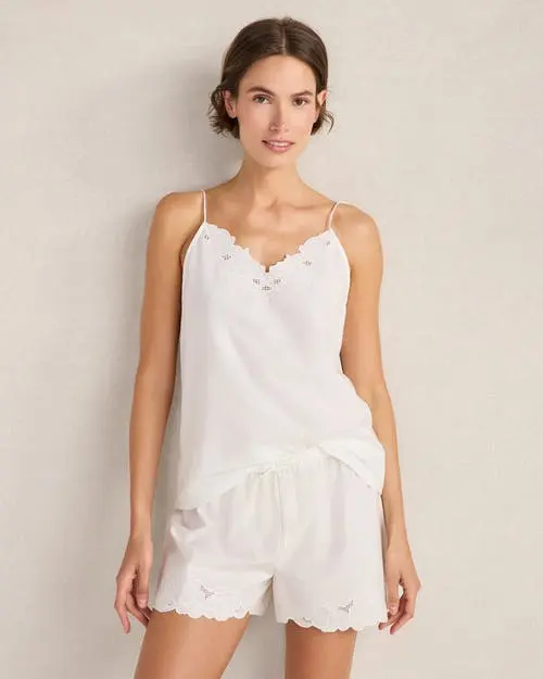 HAVEN WELL WITHIN Cotton Poplin Embroidered Cami - White