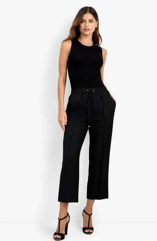 Trina Turk Avari Cropped Stretch Pants With Drawstring Waist - Black